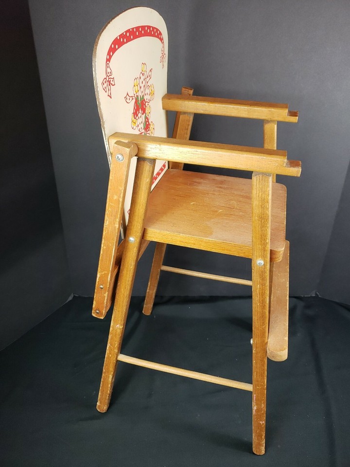 Vintage 23" Strawberry Shortcake Doll High Chair Wooden | eBay