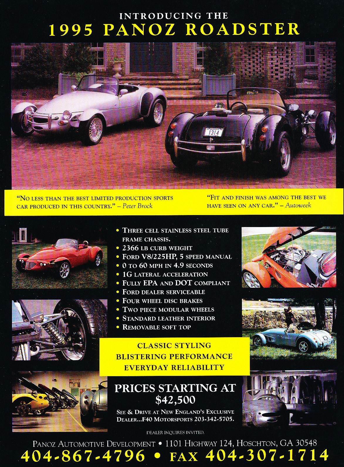1995 Panoz Roadster Original Advertisement Car Print Ad J370 | eBay