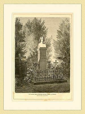 Das Grabmal Theodor Mintrops auf dem Friedhofe Maler ORIGINAL HOLZSTICH ...