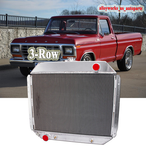 3 Row Aluminum Radiator For 1966-1979 72 75 Ford F100 F150 F250 F350 6 ...
