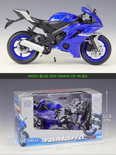 WELLY 1:12 YAMAHA 2020 YZF-R6 MOTORCYCLE Blue Bike Model Toy Gift NIB ...