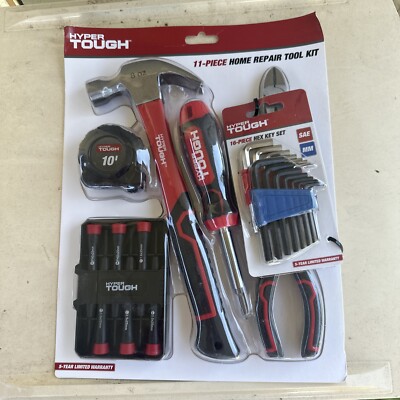 Hyper Tough 11 Piece Home Repair Tool Set Garage tools set all-purpose ...