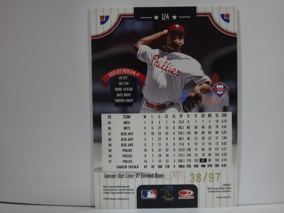 Robert Person 2002 Donruss Stat Line Season #124 /97 | eBay