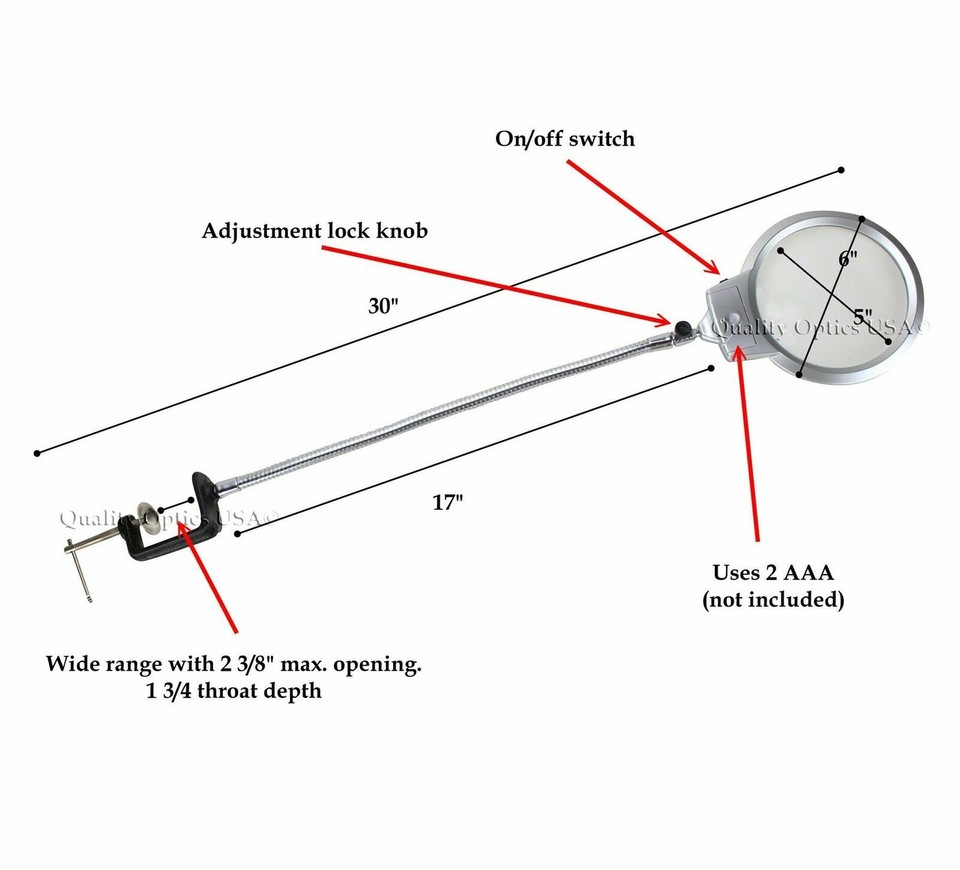 Illuminated Desk Mount Magnifying Glass Magnifier Led Light USA XL ...