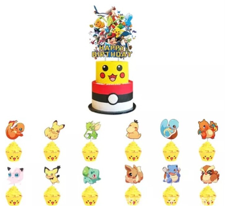 13pcs Pokemon cake topper Pikachu cupcake toppers Charmander cupcake ...