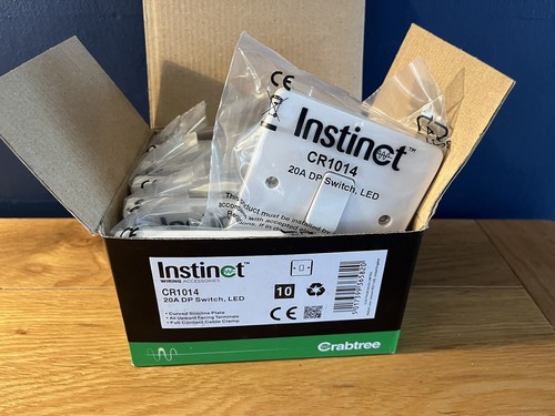 Crabtree Instinct CR1014 curved slimline plate white 20A 1G DP Switch ...