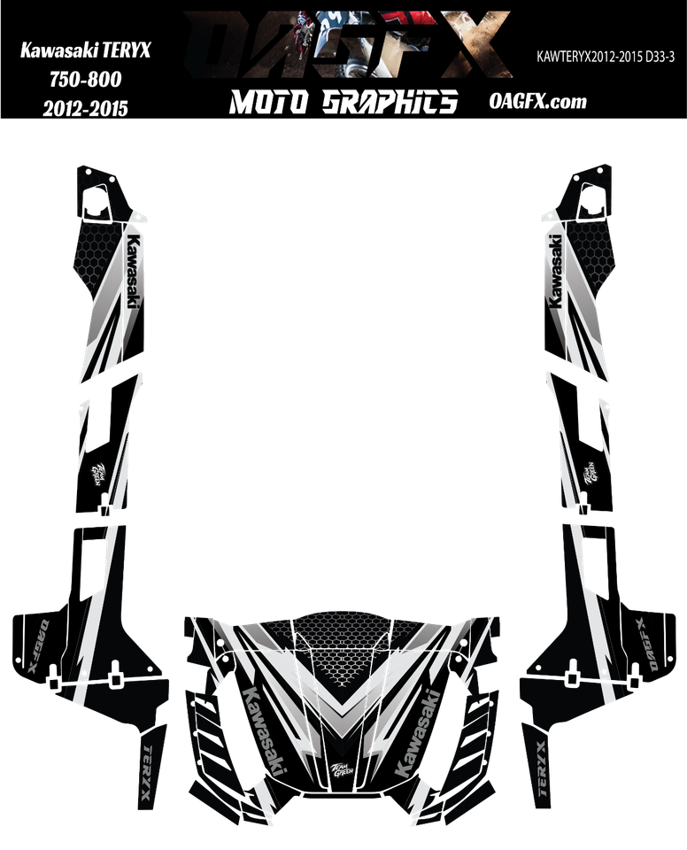 2012 -2015 Kawasaki Teryx 4 750 800 Graphic Kit Pro Edition D33-3 Black ...