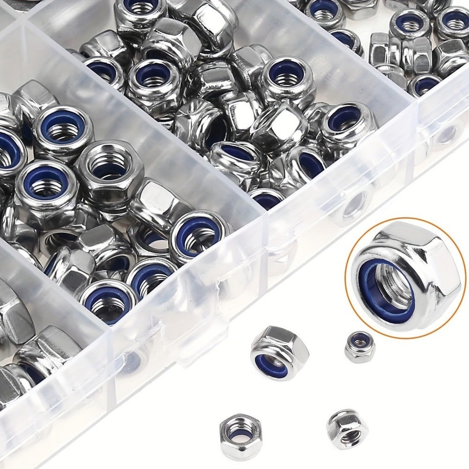 304 Stainless Steel Hex Lock Nuts 230pcs Set for M3 M5 M6 M8 with Blue ...