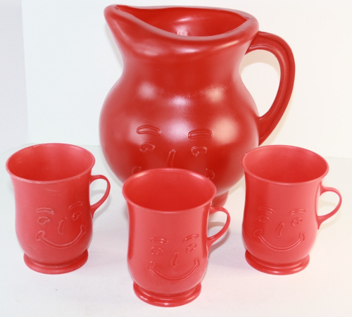 Kool-Aid Man Pitcher w/3 Matching Cups Red Vintage 70s/80s | eBay