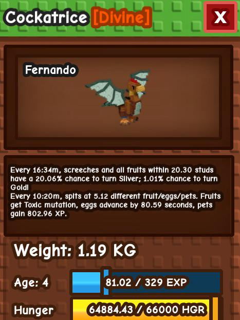 Cockatrice Pet | Grow a Garden | Roblox FAST Delivery 24/7 | Enchanted ...