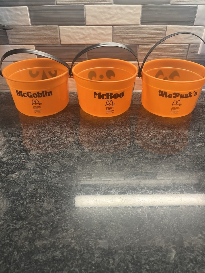 McDonald's Plastic Halloween Buckets McBoo, McPunkin, McGoblin *NO LIDS ...