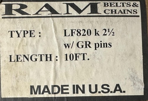 RAM LF820 K 2-1/2 Table Top Conveyor Chain 10ft Length w/ GR Pins | eBay