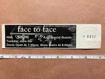 Vintage 90s FACE TO FACE / STRUNG OUT Concert Ticket Stub punk rock ...