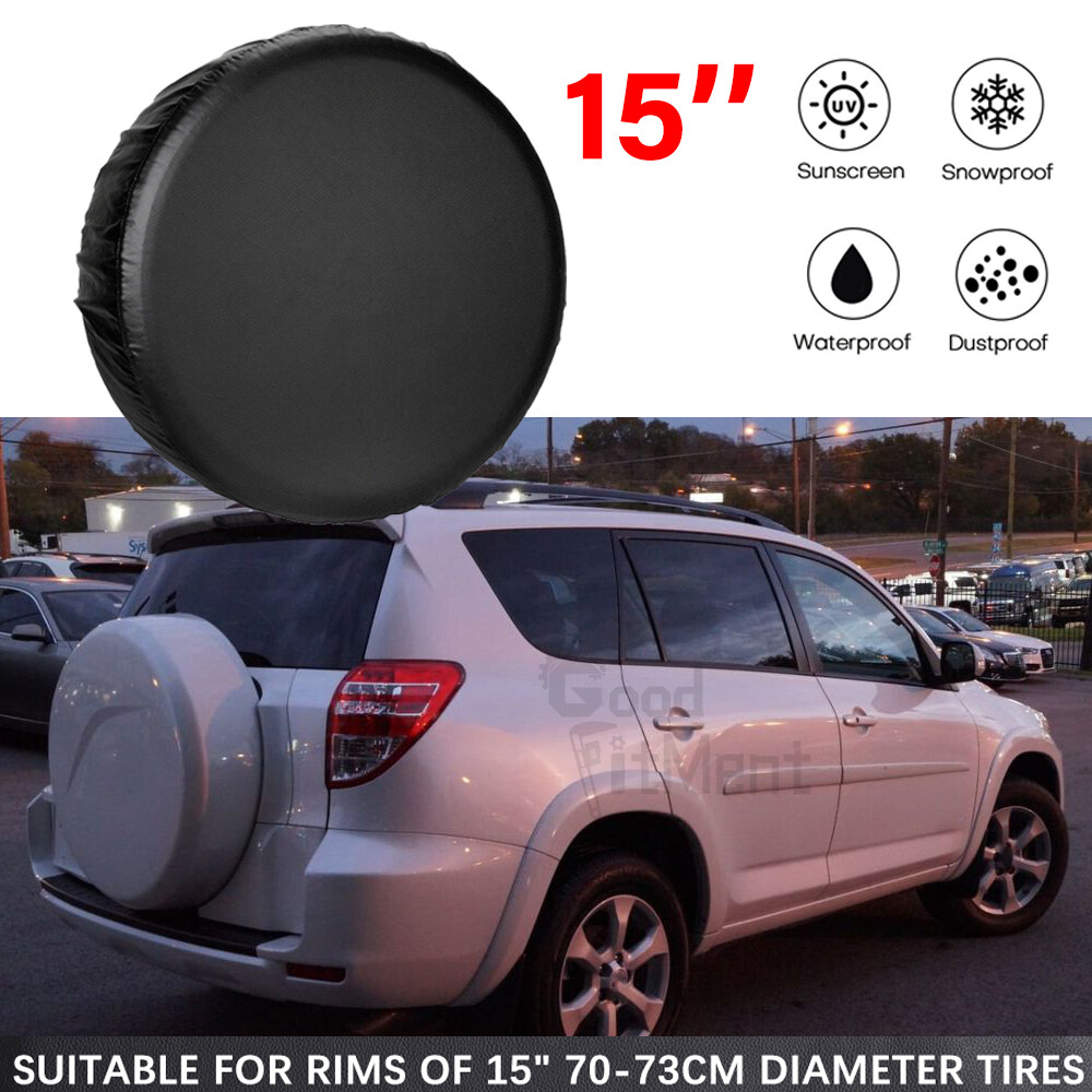 15" Spare Tire Cover Soft Wheel Leather Bag Protection Black For Toyota ...