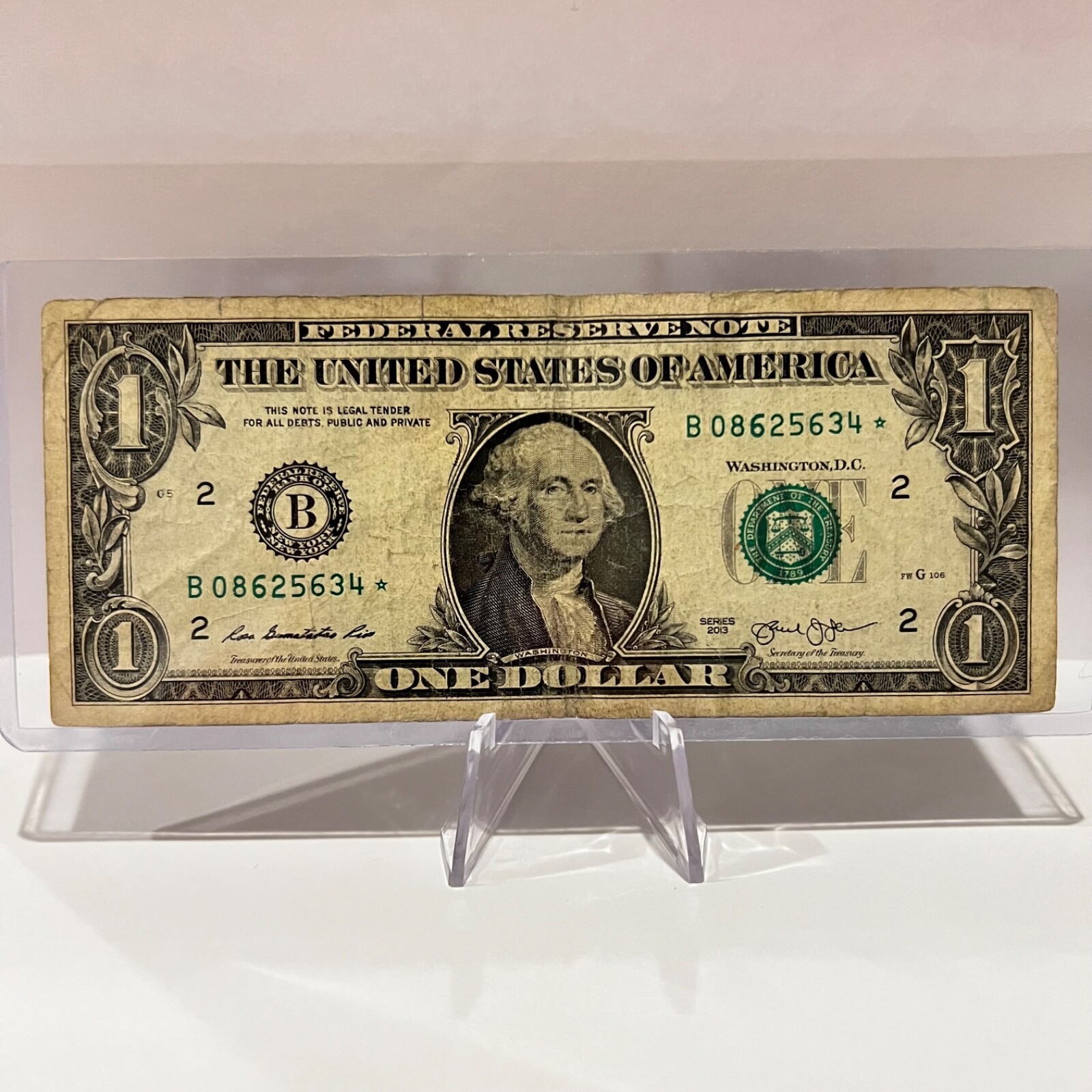 Duplicate Star Note $1 Dollar Bill Series 2013 * New York * US Paper ...