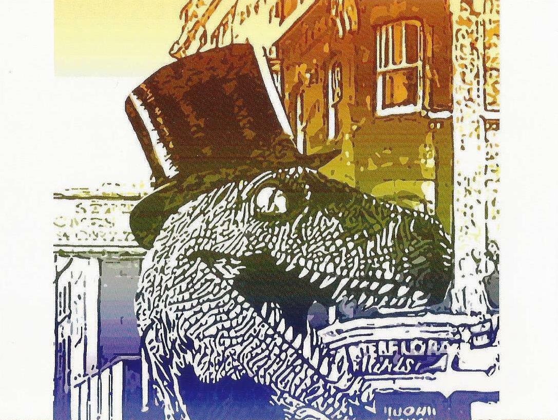 Postcard Rob Hopper "T-Rex in a Top Hat" Humor Dinosaurs Folk Art ...