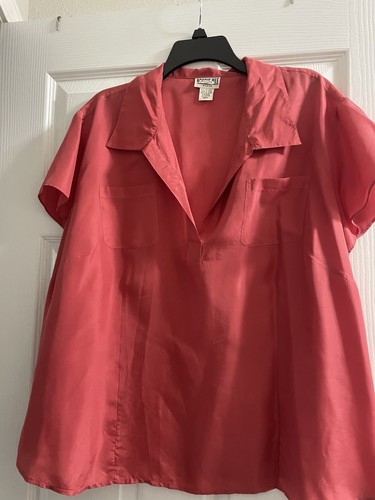 Robbie Bee Shirt Women 24W Plus Pinky Red 100 Percent Silk Popover ...