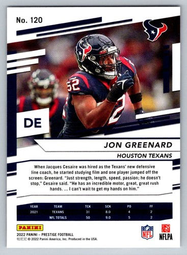 2022 Panini Prestige #120 Jon Greenard Houston Texans | eBay