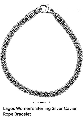 NWT Lagos 925 Sterling Silver Signature Caviar Rope 5mm Bracelet Size M ...