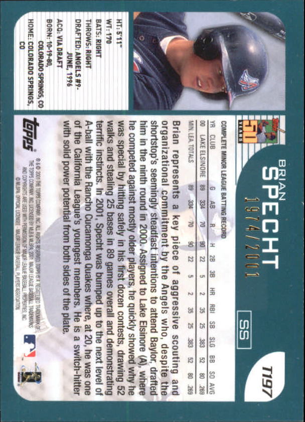 2001 Topps Traded Gold #T197 Brian Specht /2001 - NM-MT | eBay