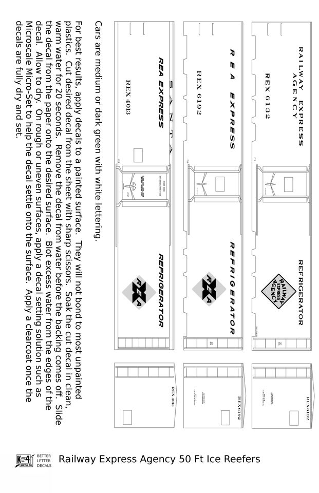 K4 S Scale Decals Railway Express Agency Steel Ice Reefer Red White REA ...