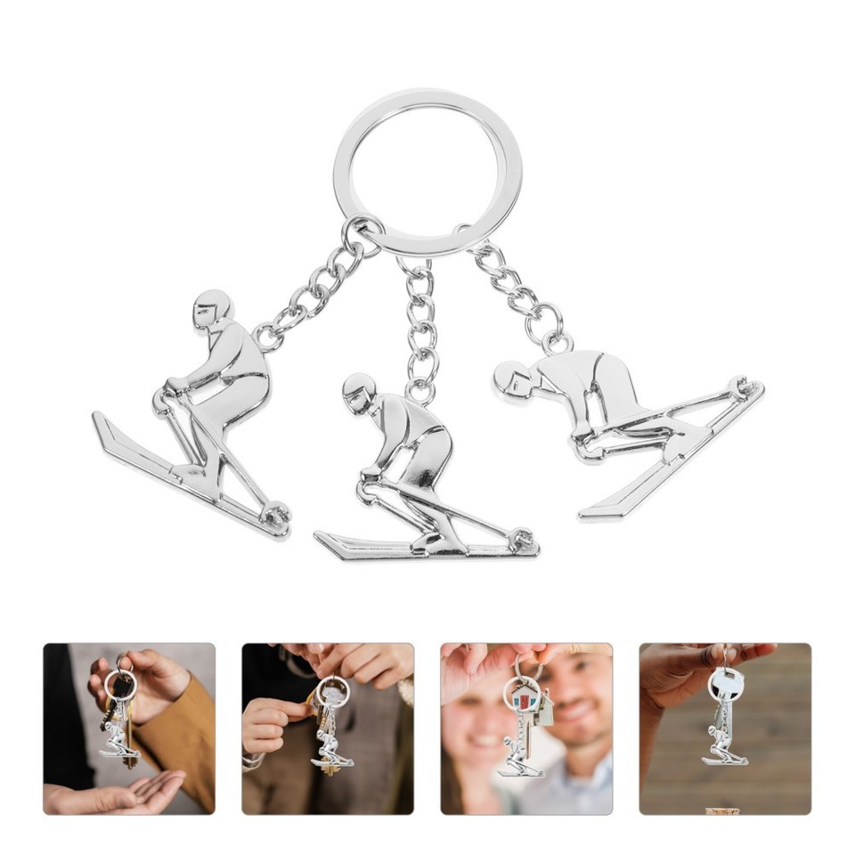 5 Pcs Ski Key Chains Skier Keychain Skiing Accessories Pendant Rings ...