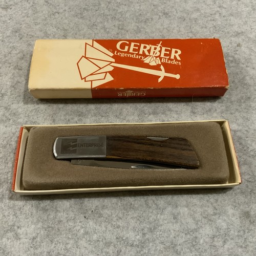Gerber Silver Knight 250A Wood Handle Lock Back Pocket Knife Enterprise ...