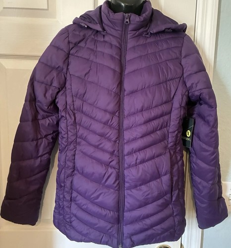 Women's Xersion Lightweight Hooded Puffer Jacket Purple Size Medium | eBay