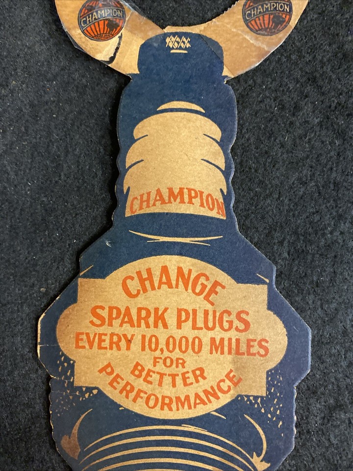 Very Early Rare Litho Champion Spark Plug Reminder Tag Sign | eBay