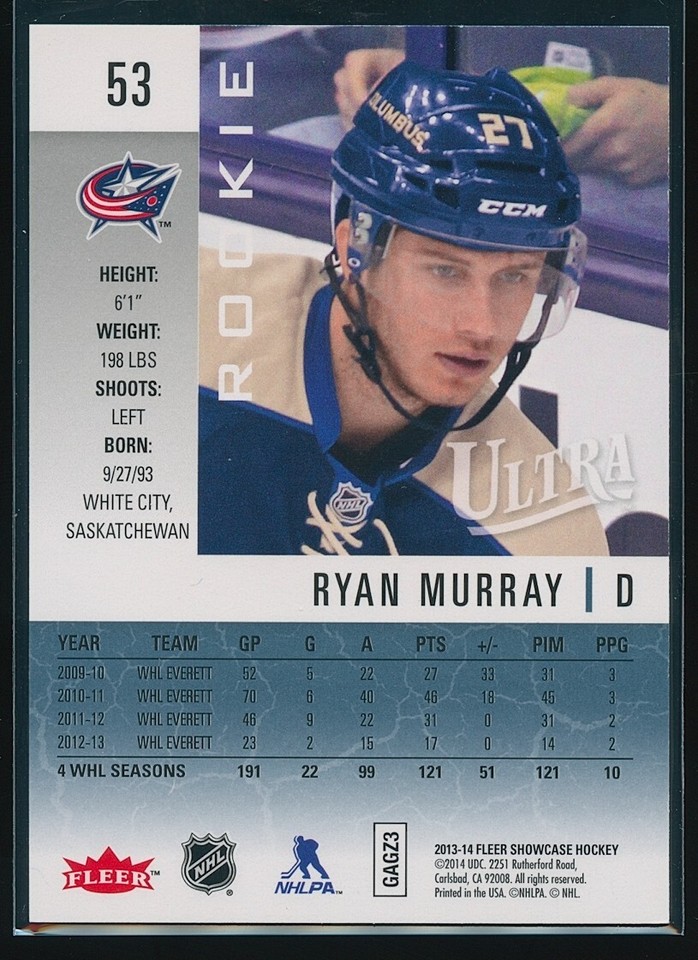 Ryan Murray 2013-14 Fleer Ultra Platinum #53 RC 9/25 | eBay