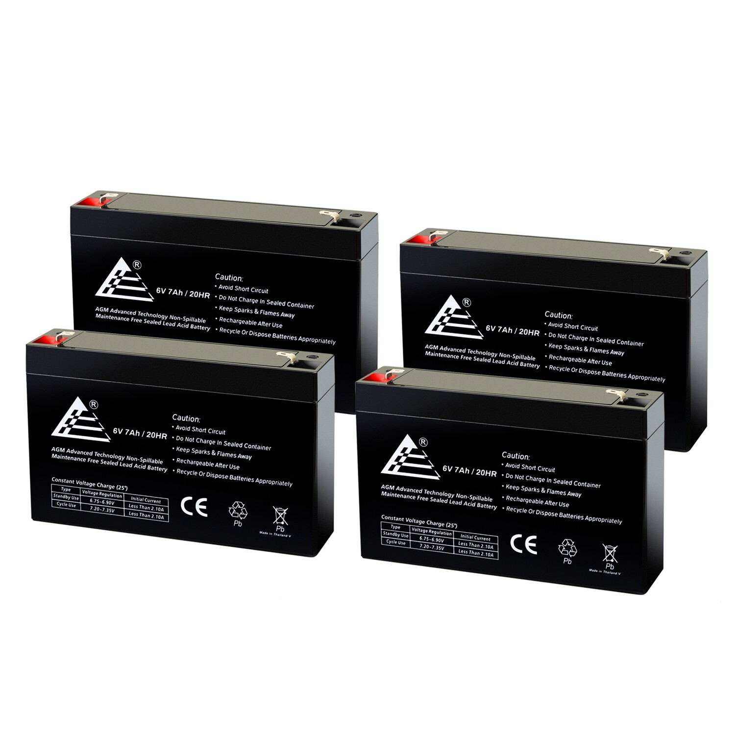 4 pack: ExpertBattery 6V 7Ah SLA Batteries for Gallagher S17 Solar ...