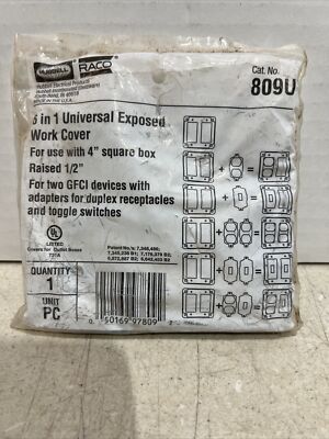 Raco 809U Square Steel 2-Gang Crushed Corner Box Cover 4.5 H x 4.5 W in ...