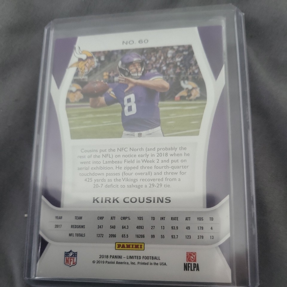 2018 Limited Spotlight Ruby /25 #60 Kirk Cousins Minnesota Vikings NFL ...
