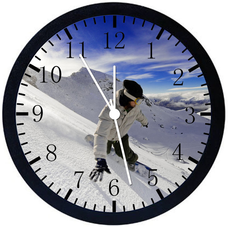 Snow Skiing Board Black Frame Wall Clock Nice For Decor or Gifts W325 ...