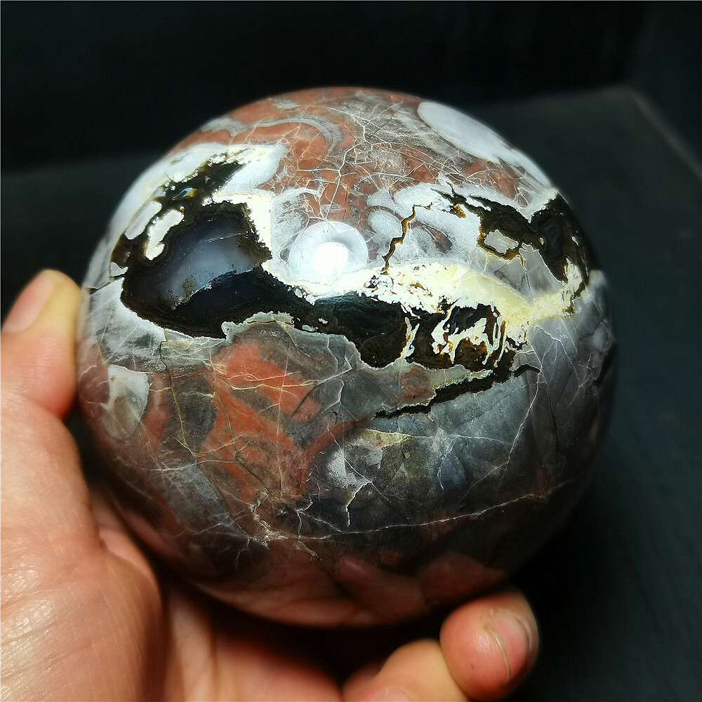 RARE 921g Natural Polished Volcano Colorful Agate Crystal Ball Healing ...