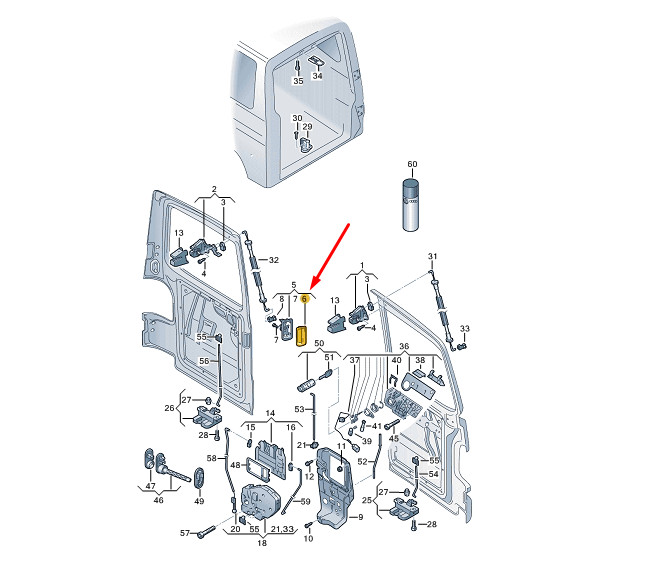 NEW VW TRANSPORTER T5 REAR WING DOOR HANDLE SHELL 7H0827825 ORIGINAL ...