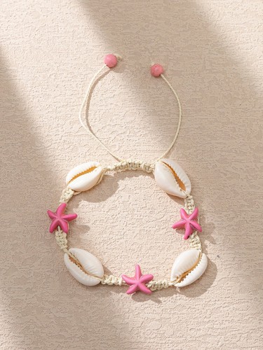 Pink Starfish & Shell Decor Bracelet Women Bracelet Stackable Bracelet ...