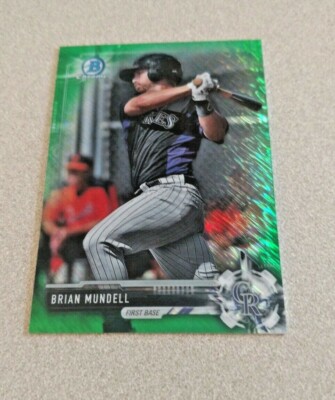 2017 Bowman Chrome Green Shimmer Refractor #BCP86 Brian Mundell Padres ...