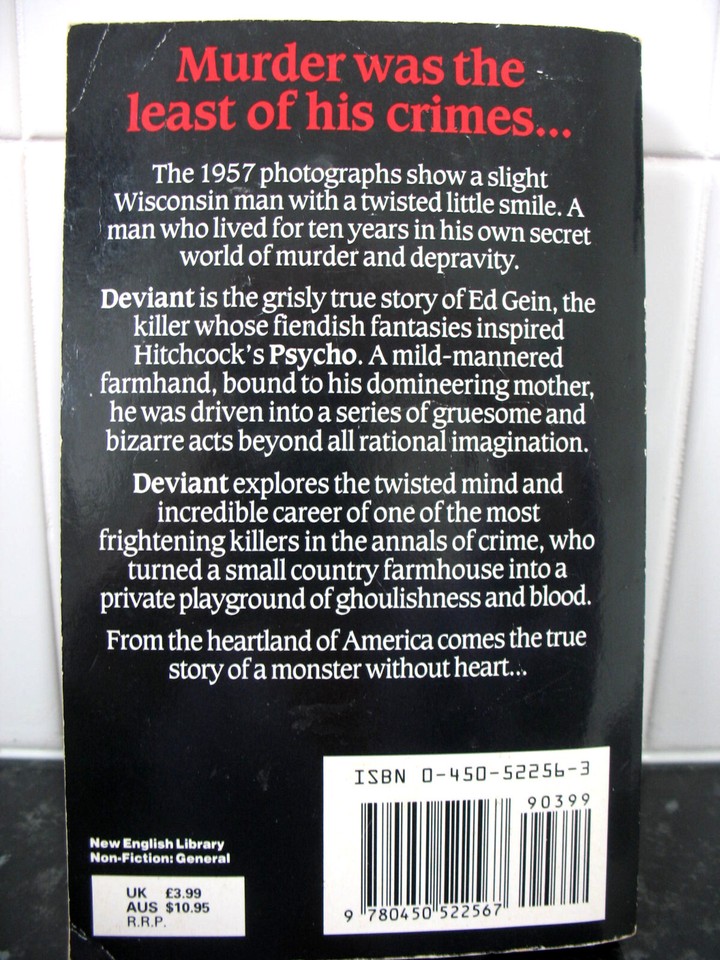 Deviant (The Original Psycho, Ed Gein) by Harold Schechter True Crime ...