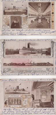 1904 SET 3 POSTCARDS STEAMER PURITAN PRISCILLA FALL RIVER LINE | eBay