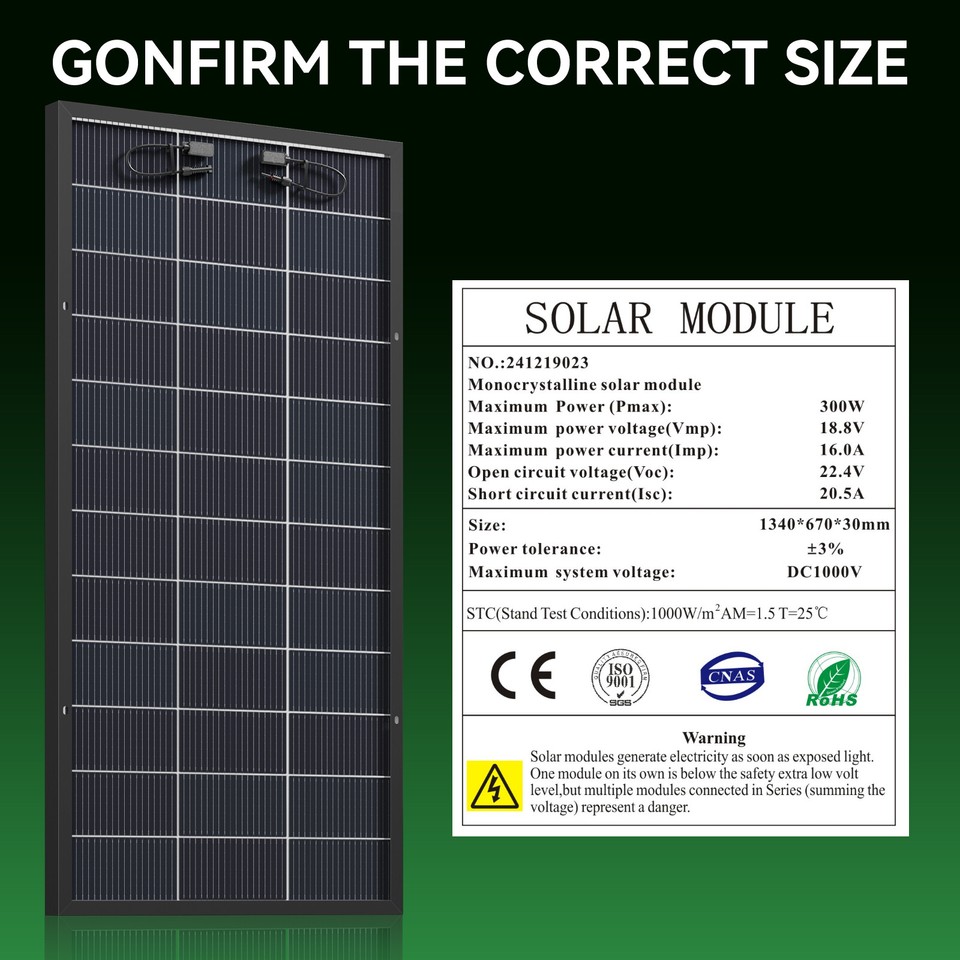 12V 300W Watt Mono Solar Panel Caravan RV Off Gird Battery Charging ...