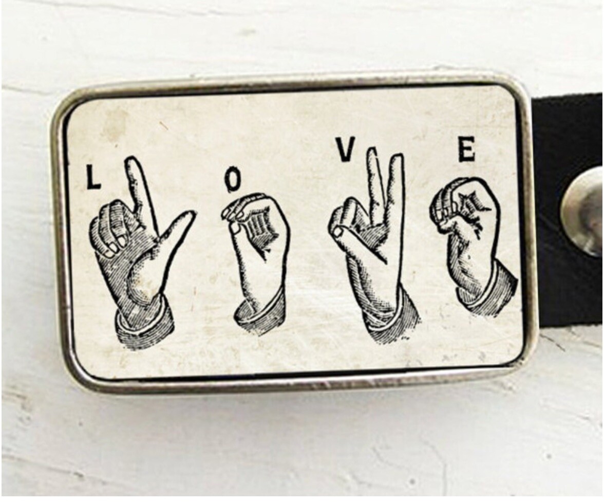 Valentine Belt Buckle, Love in Sign Language, Valenti… - Gem