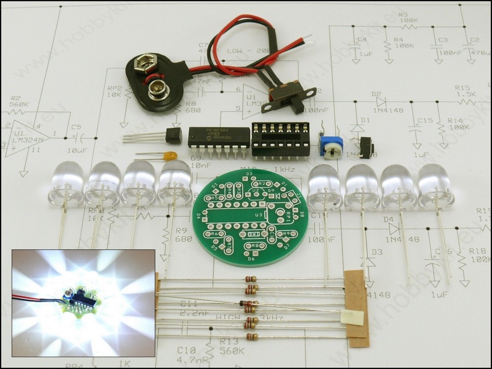 LED Beacon Light Chaser Round Sequencer DIY Assembling Kit 8x 10mm LEDs ...