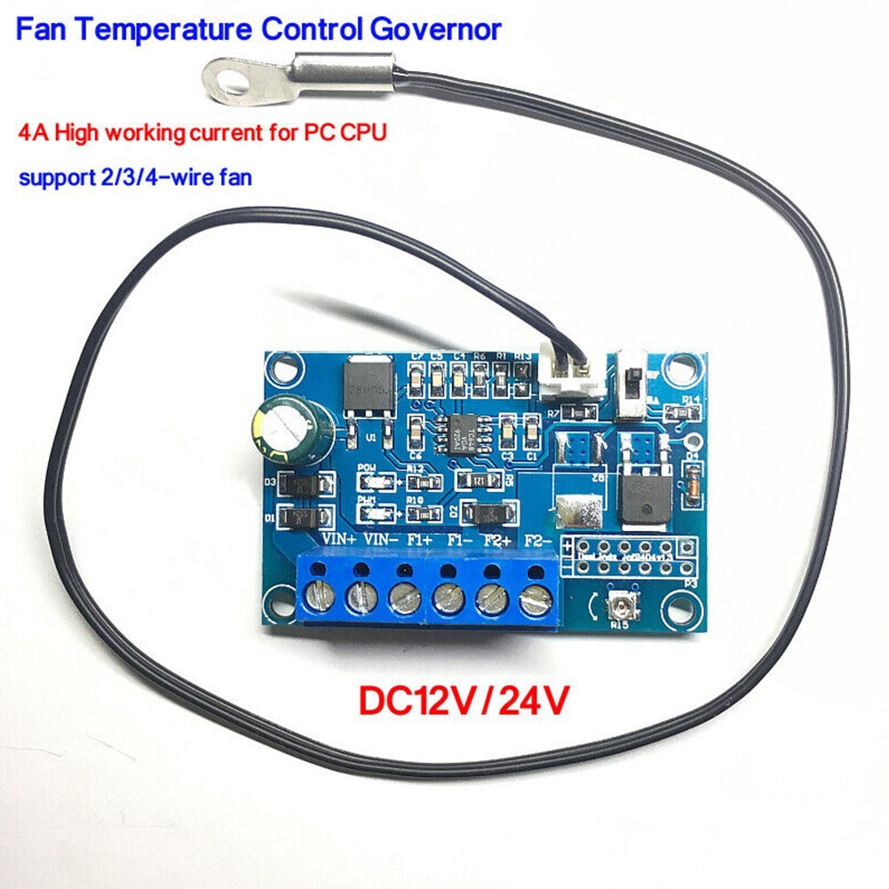 DC12V,24V Automatic PWM PC CPU Fan Temperature Control Speed Controller ...
