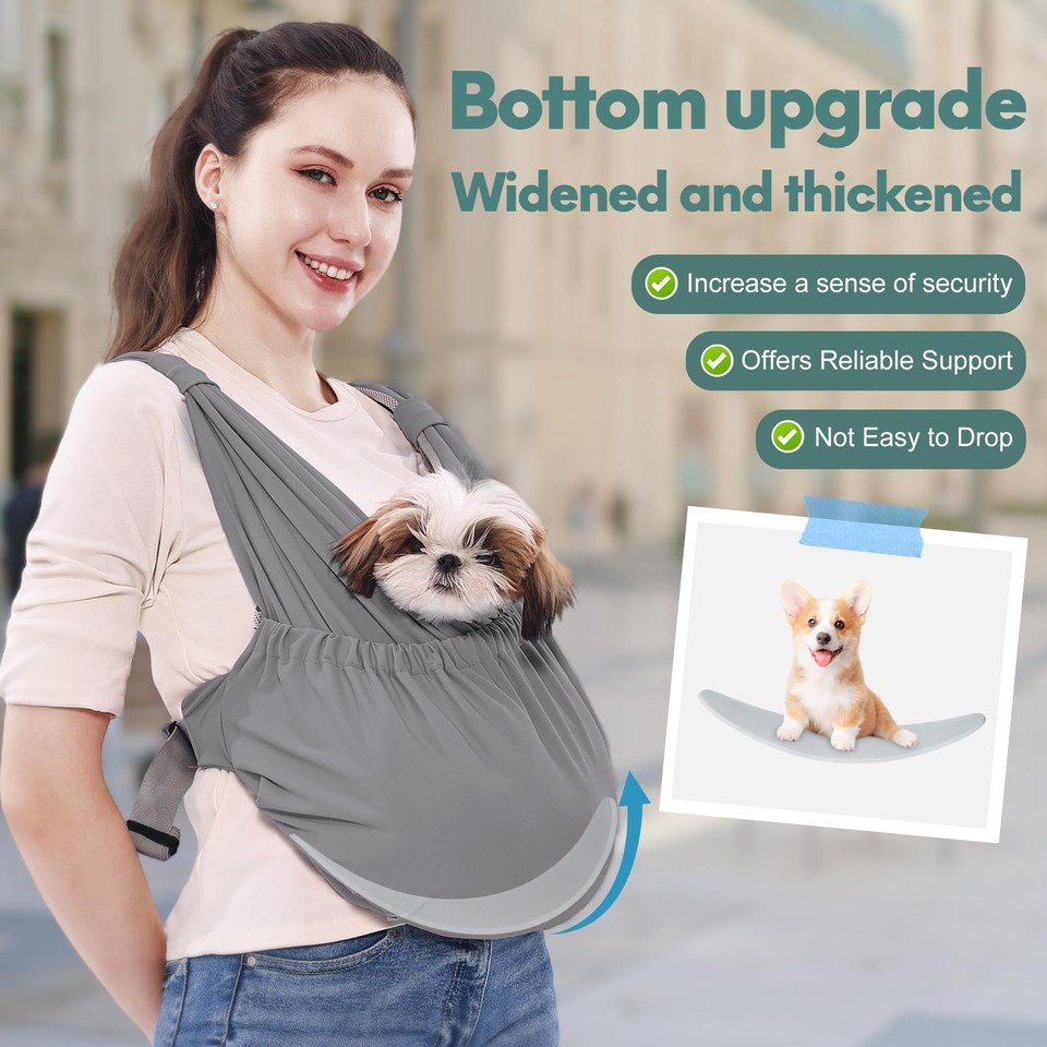 Dog Sling Carrier for Small Pets, Hands Free Cat Sling, Reducing Back ...