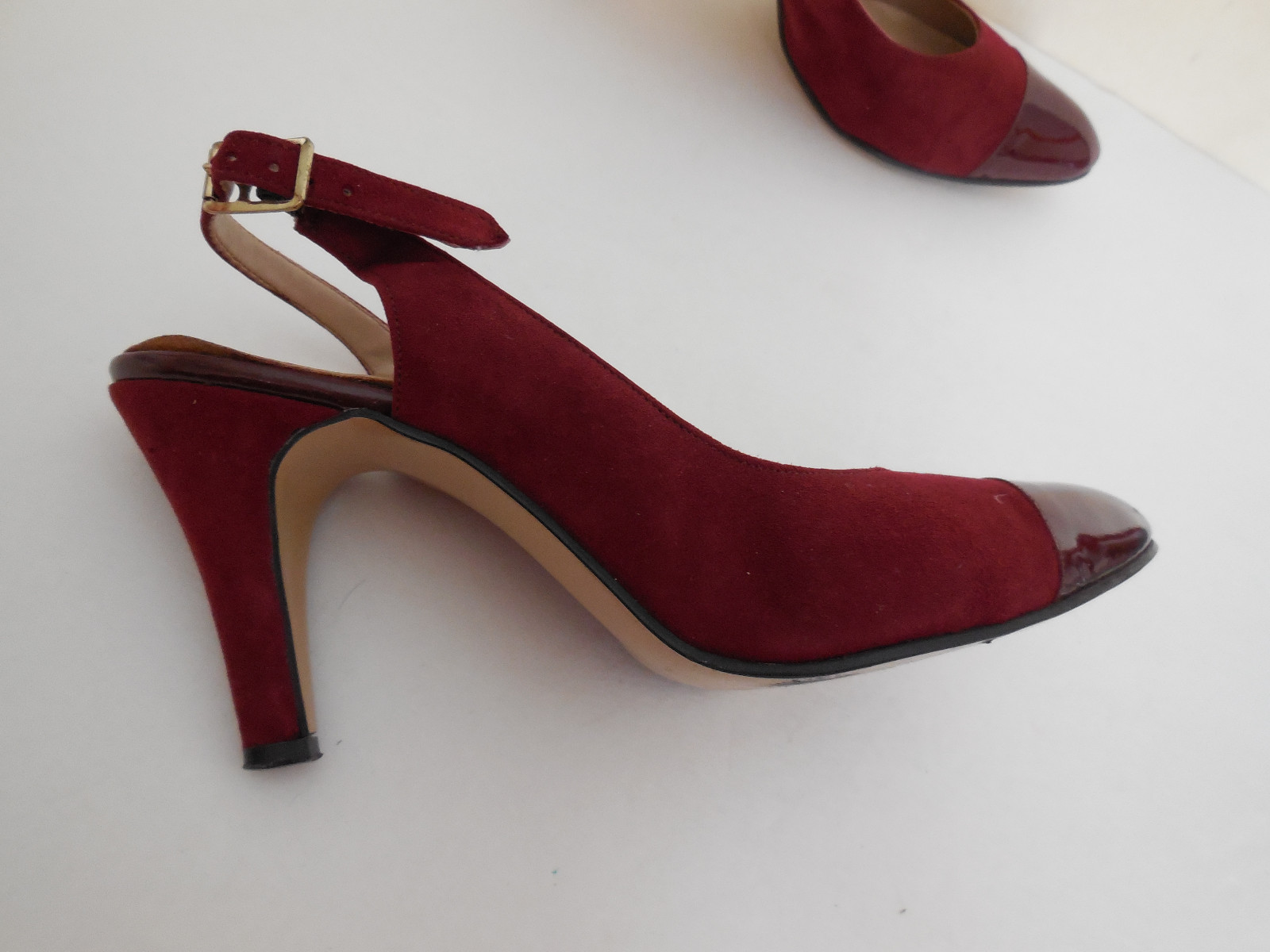 CHRISTINA OF COPENHAGAN LADIES CRANBERRY SUEDE SLINGBACK HEELS SIZE 6.5 ...