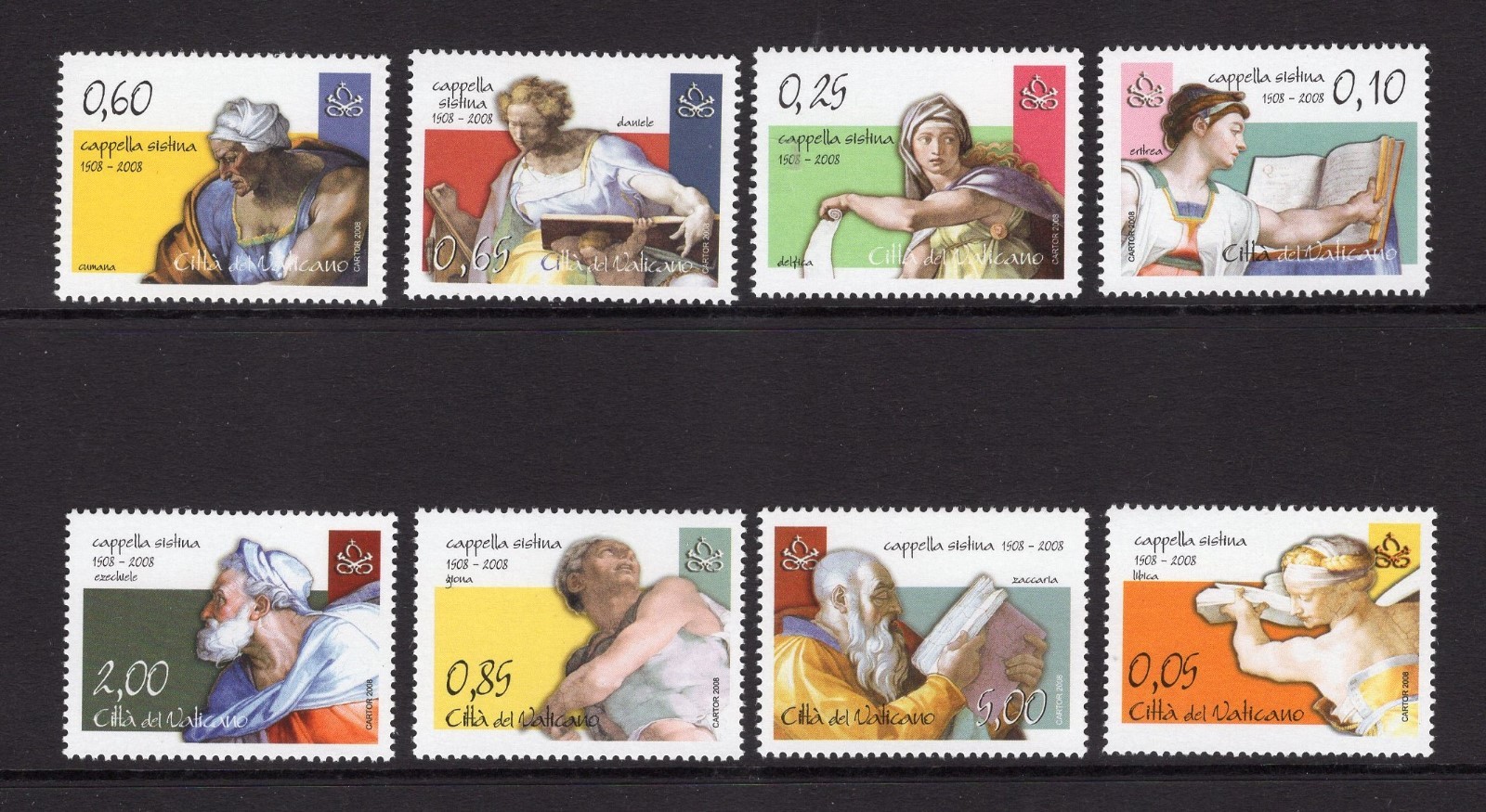 VATICAN CITY 2008 SCOTT NH 1376-83 Sistine Chapel Paintings ...