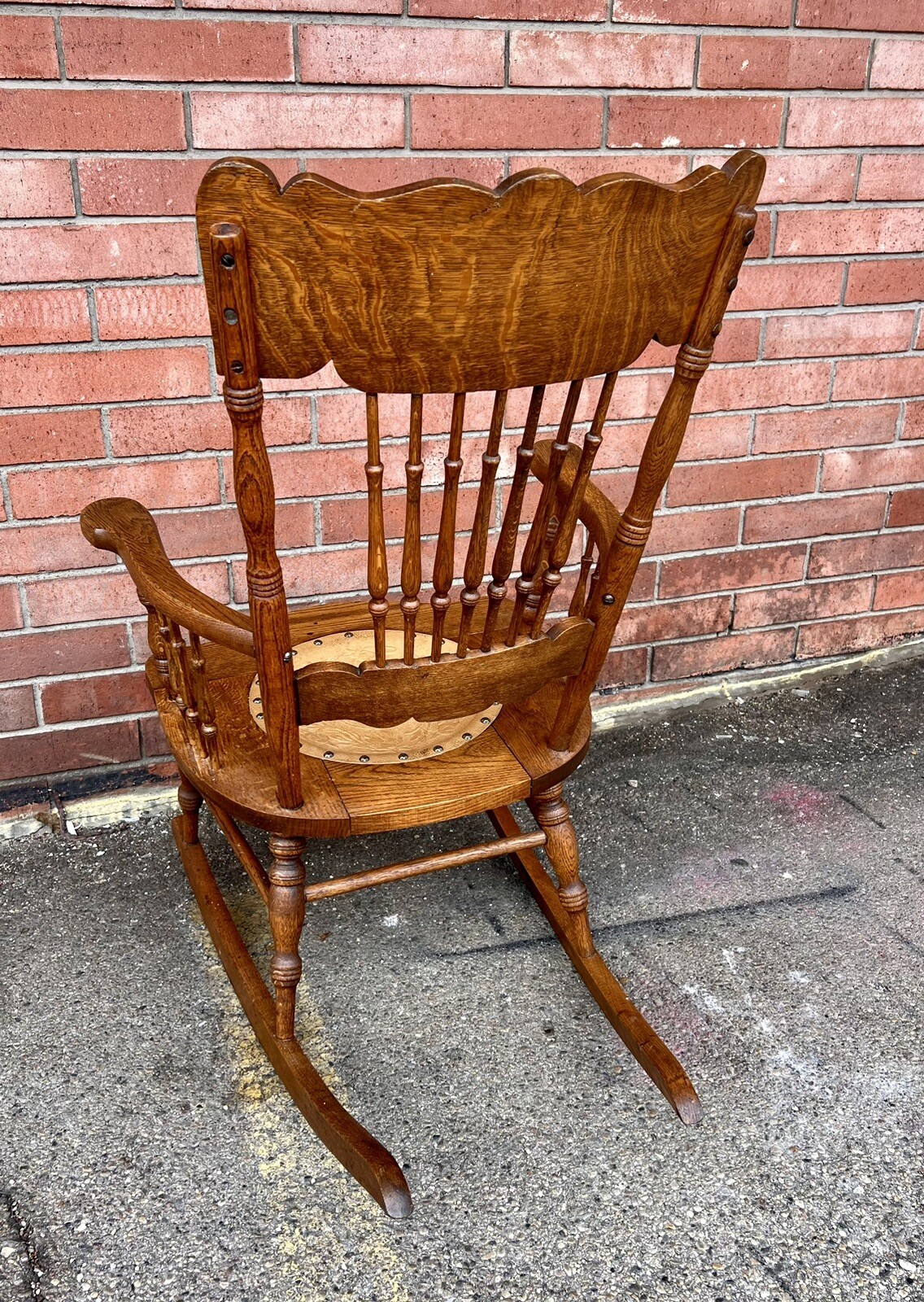 Restored Antique Victorian Pressed Back Tiger Oak Rocking Chair W ...