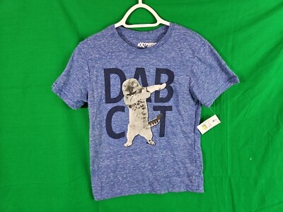 Dab Cat Shirt Kids Medium Blue Casual New with Tags | eBay