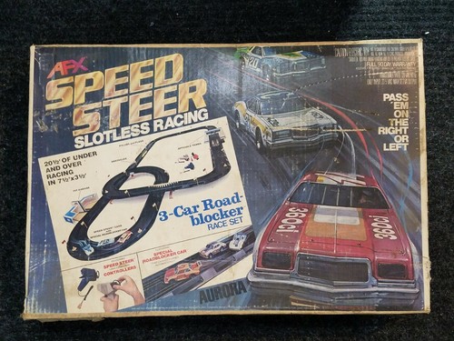 1979 Aurora AFX Road Blocker Speed Steer Slotless Race Car Set AS-IS ...